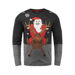 Blend Jungen Strickpullover "BHRudolph"charcoal, santa, Gr. XL, Feinstrick, 100% Polyacryl, Pullover, Strickpullover mit Weihnachtsmotiv