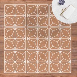Bilderwelten Kork-Teppich Illustration grau Fliesenoptik - Fliesenmuster Stern Geometrie graublau - Deko Wohnzimmer Schlafzimmer