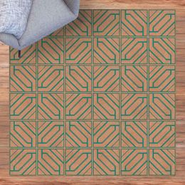 Bilderwelten Kork-Teppich Illustration t&uuml;rkis Fliesenoptik - Fliesenmuster Rauten Geometrie t&uuml;rkis - Deko Wohnzimmer Schlafzimmer