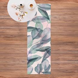 Bilderwelten Kork-Teppich Illustration pastell Aquarell - Blaue und Rosane Eukalyptus Aquarellbl&auml;tter - Deko Wohnzimmer Schlafzimmer