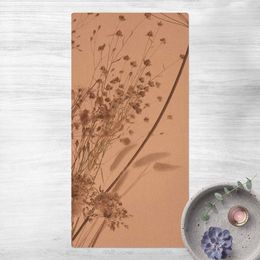 Bilderwelten Kork-Teppich Landhaus beige Korkmatte - Bouquet aus Ziergras und Bl&uuml;ten - Gr&auml;ser Wohnzimmer Schlafzimmer