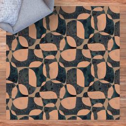 Bilderwelten Kork-Teppich modern blau Aquarell - Lebende Steine Muster in Blau - Deko Wohnzimmer Schlafzimmer