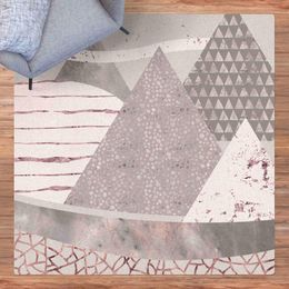 Bilderwelten Kork-Teppich Abstrakt pastell Mosaik - Abstrakte Berglandschaft Pastellmuster - Geometrisch Wohnzimmer Schlafzimmer