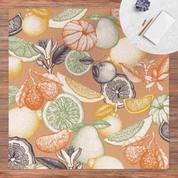 Bilderwelten Kork-Teppich Vintage bunt Kulinarisch Korkmatte - Frische Bunte Vintage Zitrusfr&uuml;chte - Obst K&uuml;che