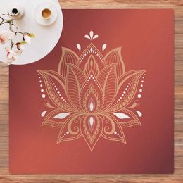 Bilderwelten Kork-Teppich Orientalisch violett Spirituell Korkmatte - Lotus Illustration Altrosa - Meditation Wohnzimmer Schlafzimmer