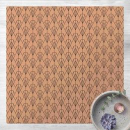 Bilderwelten Kork-Teppich Vintage schwarz weiss Korkmatte - Vintage Art Deco Muster Pfeile XXL Schwarz - Geometrisch Wohnzimmer Schlafzimmer