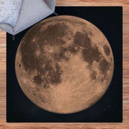 Bilderwelten Kork-Teppich Motiv schwarz Spirituell Korkmatte - Vollmond im Sternenhimmel - Himmel Wohnzimmer Schlafzimmer