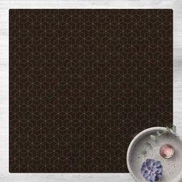Bilderwelten Kork-Teppich modern schwarz Korkmatte - Dreidimensionale W&uuml;rfel Muster - Geometrisch Wohnzimmer Schlafzimmer