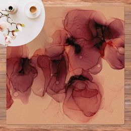 Bilderwelten Kork-Teppich modern pink originell Aquarell - Wilde Bl&uuml;ten in Violett und Gold - Deko Wohnzimmer Schlafzimmer