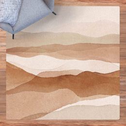 Bilderwelten Kork-Teppich Abstrakt braun Korkmatte - Aquarell Landschaft Sandberge - Deko Wohnzimmer Schlafzimmer