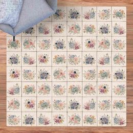 Bilderwelten Kork-Teppich Landhaus pastell originell Aquarell - Aquarell Blumen Landhaus - Deko K&uuml;che