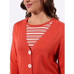 Casual Looks Damen Strickpullover "Twinset", orange, Gr. 42, gemustert, gestreift, unifarben, 100% Baumwolle, Pullover
