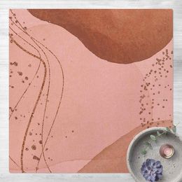 Bilderwelten Kork-Teppich Abstrakt rosa Korkmatte - Aquarell Landschaft Windspiel - Deko Wohnzimmer Schlafzimmer