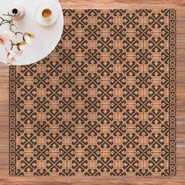 Bilderwelten Kork-Teppich Illustration grau Fliesenoptik - Geometrischer Fliesenmix Herzen Grau - Deko Wohnzimmer Schlafzimmer