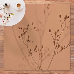 Bilderwelten Kork-Teppich Tropisch beige Korkmatte - Zarte Knospen am Wildblumenzweig - Gr&auml;ser Wohnzimmer Schlafzimmer