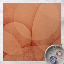 Bilderwelten Kork-Teppich Abstrakt rosa Korkmatte - Abstrakte Grafik in Pfirsich - Geometrisch Wohnzimmer Schlafzimmer