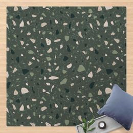 Bilderwelten Kork-Teppich modern gr&uuml;n Mosaik - Detailliertes Terrazzo Muster Messina - Deko Wohnzimmer Schlafzimmer
