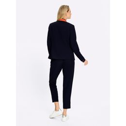 Heine Damen Hosenanzugmarine, orange, Gr. 42, 77% Polyester, 20% Viskose, 3% Elasthan, Anz&uuml;ge