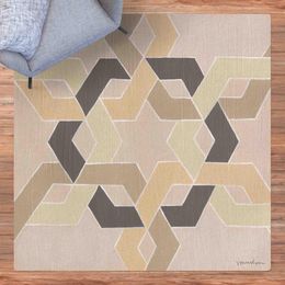 Bilderwelten Kork-Teppich Abstrakt beige originell Korkmatte - Zartes Orientalisches Sternenmuster - Geometrisch Wohnzimmer Schlafzimmer