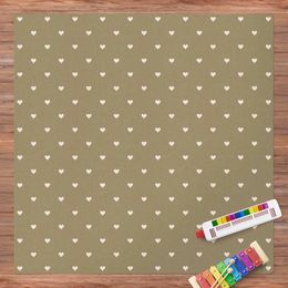 Bilderwelten Kork-Teppich Illustration blau Korkmatte - No.YK60 Wei&szlig;e Herzen auf Mint - Herz Kinderzimmer Baby M&auml;dchen Jungen