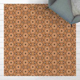 Bilderwelten Kork-Teppich Illustration pastell Fliesenoptik - Orientalisches Muster mit gelben Sternen - Deko Wohnzimmer Schlafzimmer