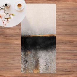 Bilderwelten Kork-Teppich Abstrakt schwarz weiss originell Aquarell - Abstrakter Goldener Horizont Schwarz Wei&szlig; - Deko Wohnzimmer Schlafzimmer