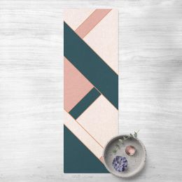 Kork-Teppich - Eckiges Geflecht Petrol - Illustration petrol Korkmatte Geometrisch Wohnzimmer Schlafzimmer