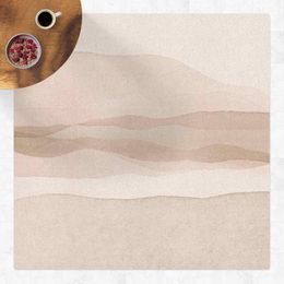 Bilderwelten Kork-Teppich Abstrakt beige Korkmatte - Aquarell Landschaft Lichtberge - Deko Wohnzimmer Schlafzimmer
