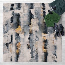 Bilderwelten Kork-Teppich Abstrakt gold originell Aquarell - Abstraktes Aquarell mit Gold - Deko Wohnzimmer Schlafzimmer