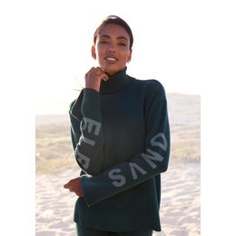 ELBSAND Damen Rollkragenpullover, Gr. 40, blau, Strick, Obermaterial: 50% Viskose, 28% Polyester, 22% Nylon, meliert, unifarben, Pullover, aus