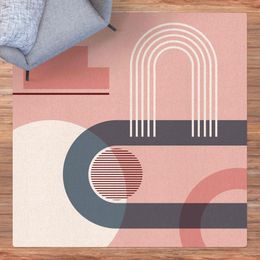 Bilderwelten Kork-Teppich Abstrakt rosa Korkmatte - Bauhaus Weimar - Geometrisch Wohnzimmer Schlafzimmer