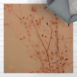 Bilderwelten Kork-Teppich Tropisch beige Korkmatte - Pastellknospen am Wildblumenzweig - Gr&auml;ser Wohnzimmer Schlafzimmer