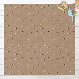 Bilderwelten Kork-Teppich Abstrakt pastell Korkmatte - Kleine Dreiecke in Blau Rosa - Geometrisch Wohnzimmer Schlafzimmer