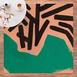 Bilderwelten Kork-Teppich Abstrakt schwarz originell Korkmatte - Farbenlabyrinth II - Deko Wohnzimmer Schlafzimmer