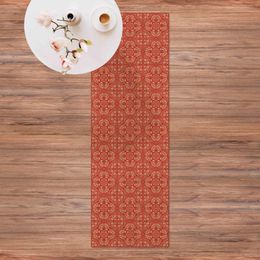 Bilderwelten Kork-Teppich Illustration rot Fliesenoptik - Fliesenmuster Faro rot - Deko Wohnzimmer Schlafzimmer