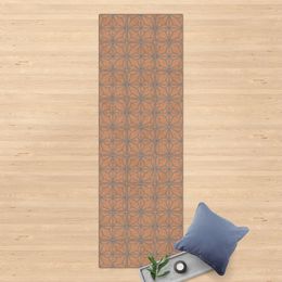 Bilderwelten Kork-Teppich Illustration grau Fliesenoptik - Fliesenmuster Stern Geometrie graublau - Deko Wohnzimmer Schlafzimmer