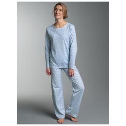 TRIGEMA Damen Schlafanzug "TRIGEMA Pyjama mit Allover "Punkt" Muster", Gr. XXLhorizont, Single Jersey, 100% Baumwolle, Homewear-Sets