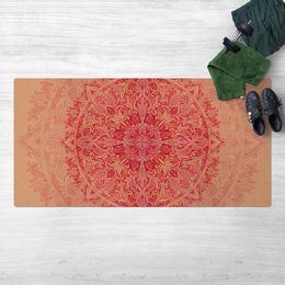 Bilderwelten Kork-Teppich modern pink Spirituell Aquarell - Mandala Aquarell Ornament pink - Ornamente Wohnzimmer Schlafzimmer