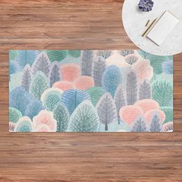 Bilderwelten Kork-Teppich Tropisch pastell Korkmatte - Gl&uuml;cklicher Wald in Pastell - Pflanzen Wohnzimmer Schlafzimmer