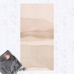 Bilderwelten Kork-Teppich Abstrakt beige Korkmatte - Aquarell Landschaft Lichtberge - Deko Wohnzimmer Schlafzimmer