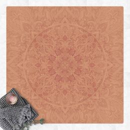 Kork-Teppich - Mandala Aquarell Ornament rosa - modern rosa originell Aquarell Ornamente Wohnzimmer Schlafzimmer
