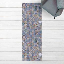 Bilderwelten Kork-Teppich Illustration blau Fliesenoptik - Fliesenspiegel - Aufw&auml;ndige Portugiesische Fliesen - Geometrisch Wohnzimmer Schlafzimmer