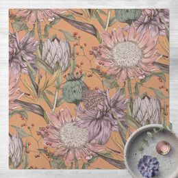 Bilderwelten Kork-Teppich Vintage grau Korkmatte - Florale Eleganz Strelitzie - Pflanzen Wohnzimmer Schlafzimmer
