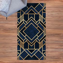 Bilderwelten Kork-Teppich Abstrakt gold originell Aquarell - Art Deco Gold - Geometrisch Wohnzimmer Schlafzimmer