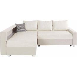 Ecksofa Collection AB "Relax L-Form", grau (hellgrau, wei&szlig;), B:223cm H:84cm T:91cm, Zierkissen: 100%Polyester;Struktur (100% Polyester);Microfaser PRIMABELLE (100% Polyester);Kunstleder SOFTLUX / Struktur (80% Polyester, 20% Acryl);Microfaser PRIMABELLE (100% Polyester) / Struktur (80% Polyester, 20% Acryl), Sofas, Ecksofa, inklusive Bettfunktion, Federkern, wahlweise mit RGB-LED-Beleuchtung