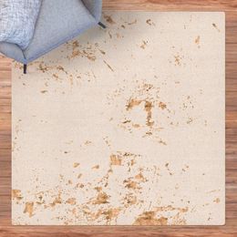 Bilderwelten Kork-Teppich Abstrakt beige Korkmatte - Goldene Patina auf Hellbeige - Deko Wohnzimmer Schlafzimmer