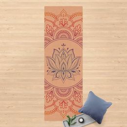 Kork-Teppich - Lotusbl&uuml;te Regenbogen - Orientalisch bunt Spirituell Korkmatte Mandala Wohnzimmer Schlafzimmer