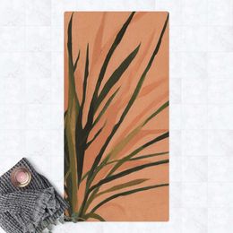 Bilderwelten Kork-Teppich Tropisch beige originell Korkmatte - Blattwerk mit Schattenwurf - Gr&auml;ser Wohnzimmer Schlafzimmer