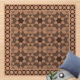 Bilderwelten Kork-Teppich modern grau Fliesenoptik - Geometrische Fliesen Kaleidoskop Grau mit Bord&uuml;re - Geometrisch Wohnzimmer Schlafzimmer