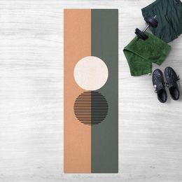 Bilderwelten Kork-Teppich Abstrakt blau Korkmatte - Bauhaus Ulm Blau - Geometrisch Wohnzimmer Schlafzimmer